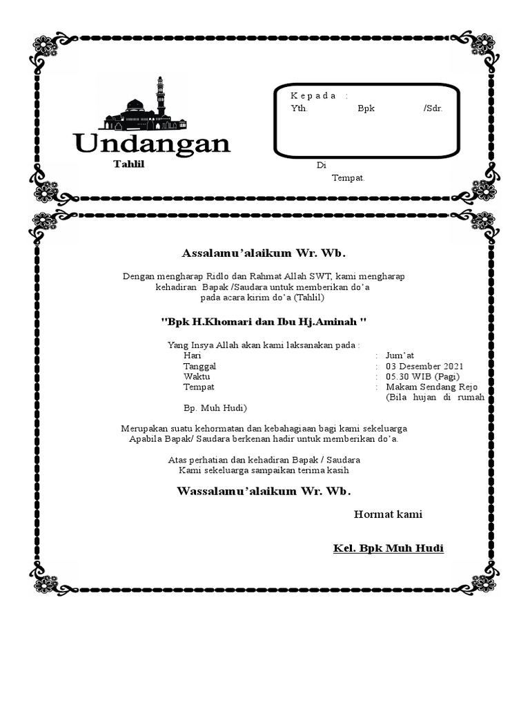 Bingkai Undangan Tahlil | PDF