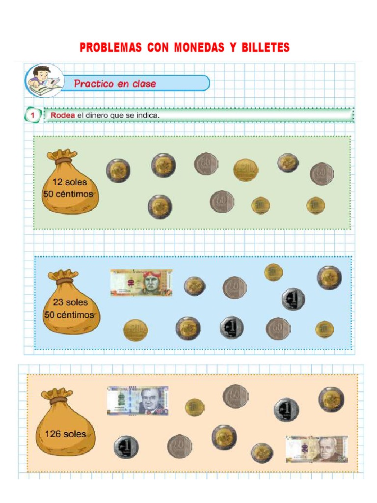 Ficha 8 - Problemas Con Monedas y Billetes Ii | PDF