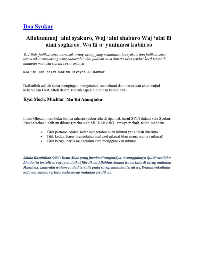 Doa Syukur | PDF | Agama & Spiritualitas