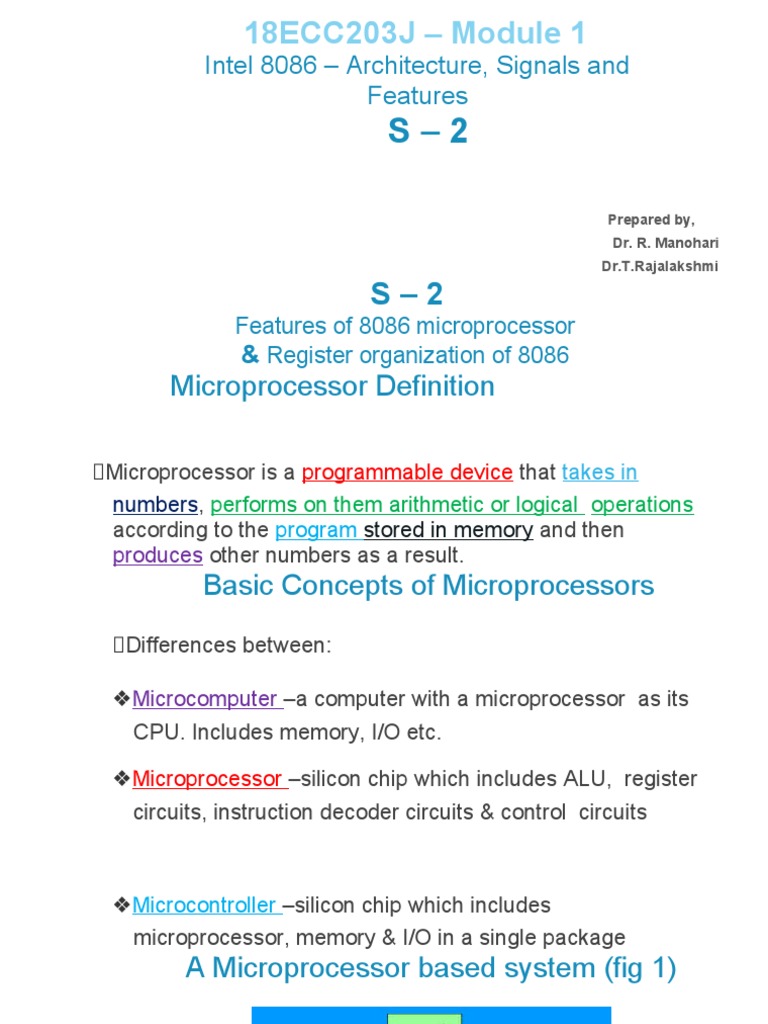 18ECC203J - Unit 1 S - 2 | PDF | Central Processing Unit | Microprocessor