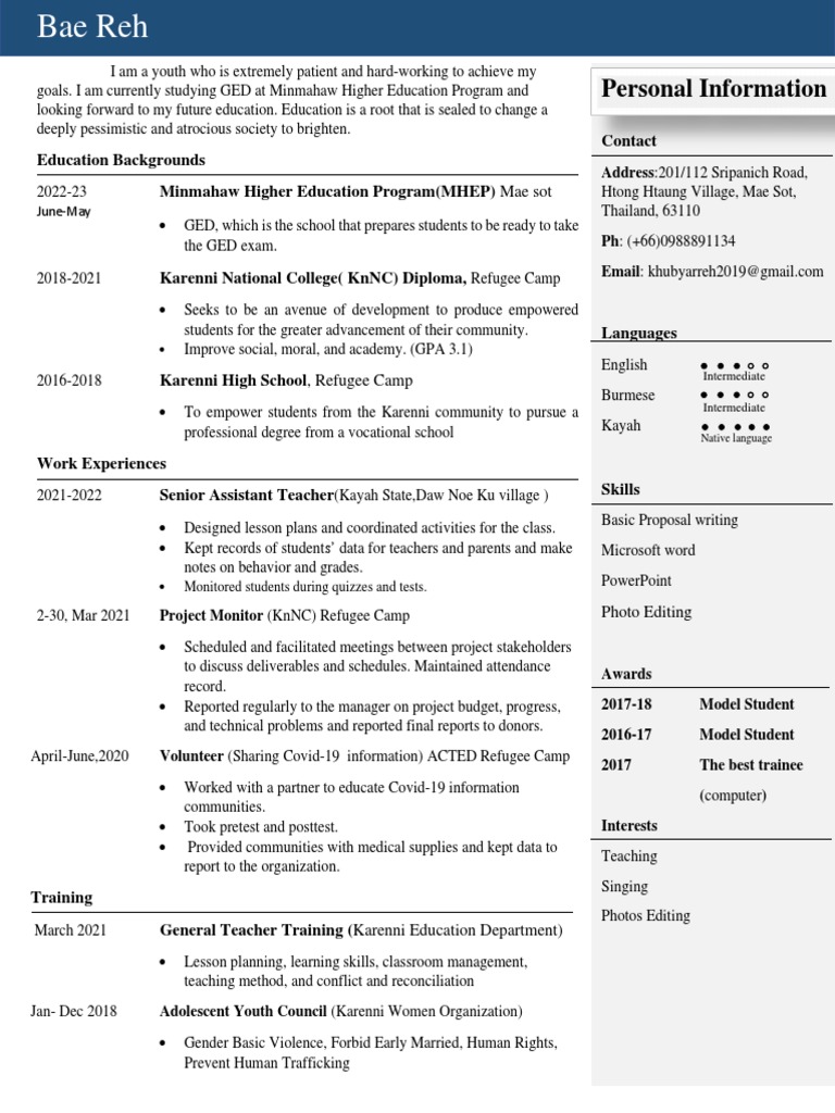 2 - Bae - Reh - CV | PDF | Teachers | Schools