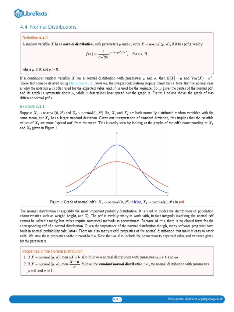 4 4 Normal Distributions PDF Normal Distribution Probability
