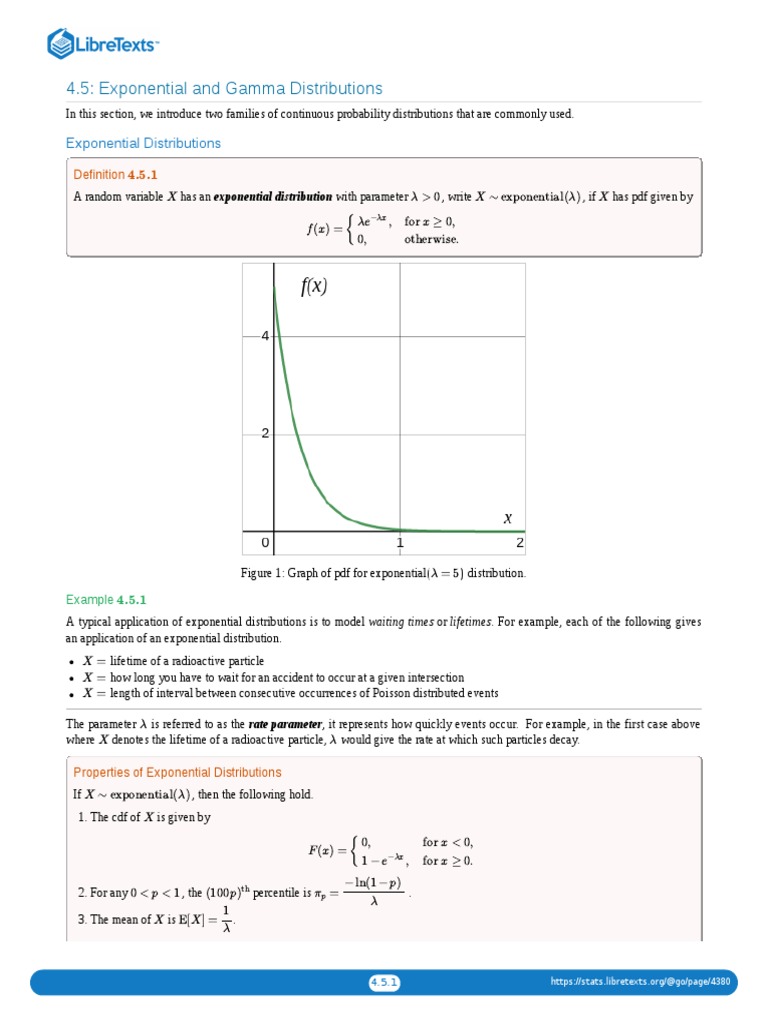 4.5 Exponential and Gamma Distributions | PDF | Probability Density Function | Mathematical Analysis