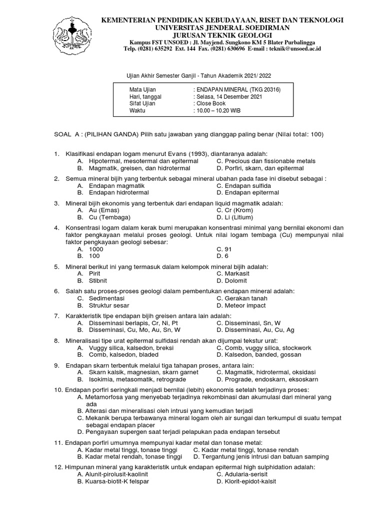 Soal Mata Kuliah EndMin | PDF