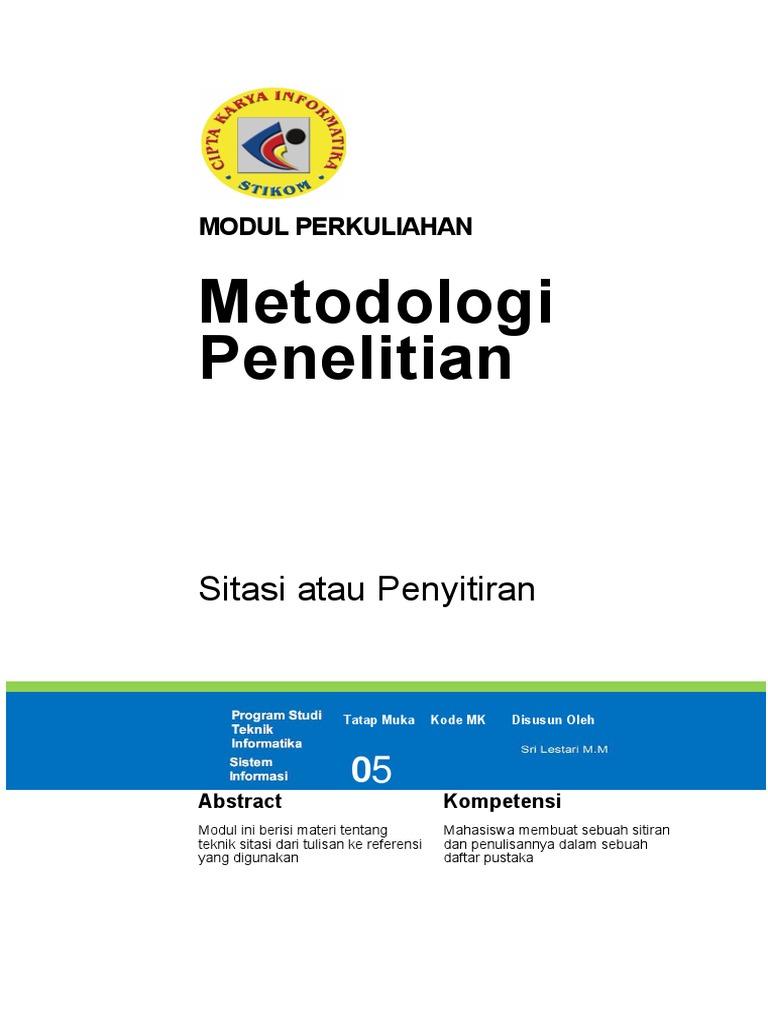 Metodologi Penelitian 05 Sitasi Atau Penyitiran | PDF