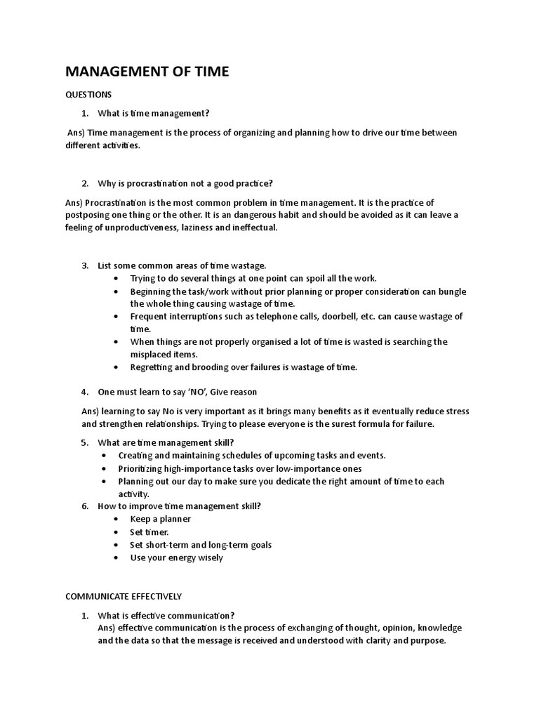 XSTD | PDF | Professional Skills | Time Management