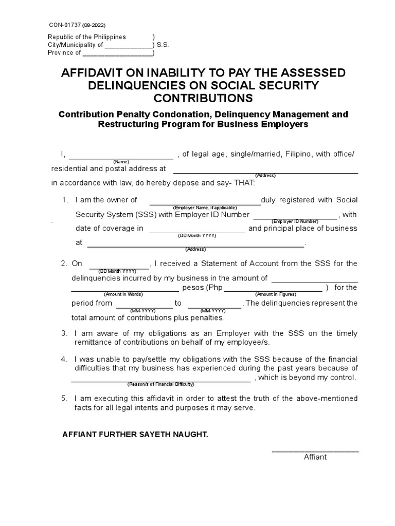 AnnexC4 Affidavit of Inability To Pay | PDF AnnexC4 Affidavit of Inability To Pay | PDF