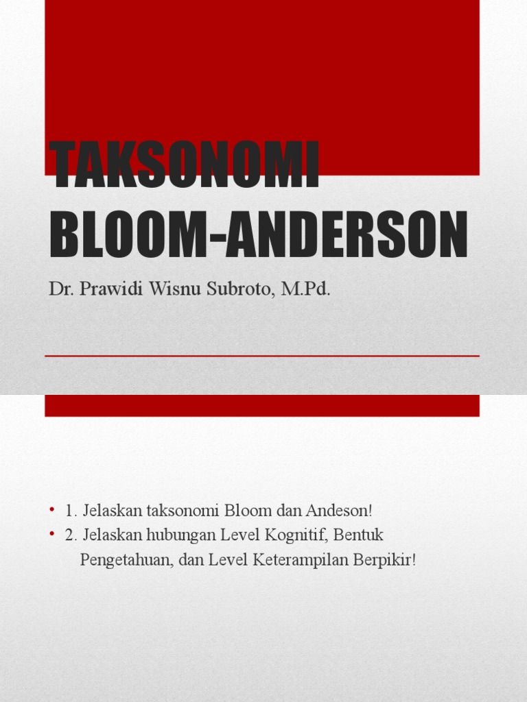Taksonomi Bloom-Anderson dalam Pembelajaran | PDF | Komputer