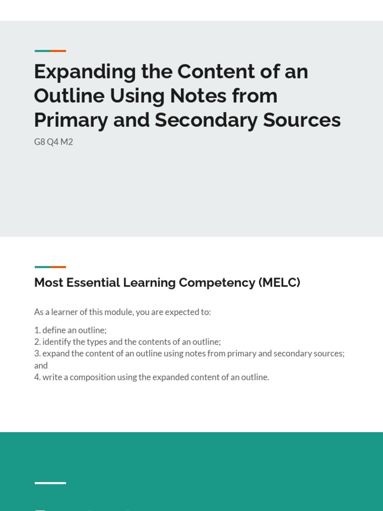 Expanding The Content of An Outline Using Notes From Primary and ...