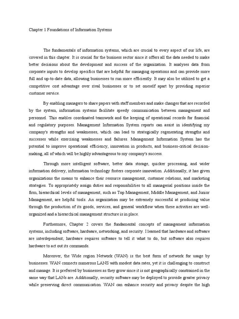 Chapter 1 Foundations of Information Systems | PDF | Computer Network ...