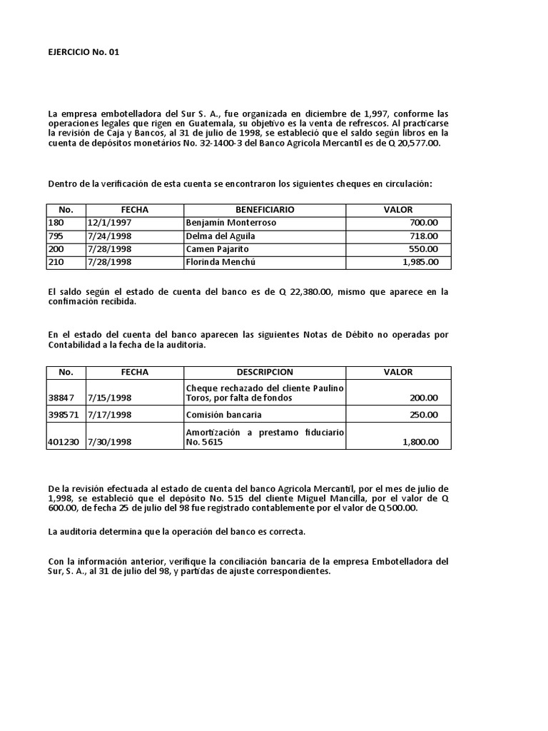 Auditoria Caja y Bancos 01 | PDF | Bancos | Contabilidad Auditoria Caja y Bancos 01 | PDF | Bancos | Contabilidad