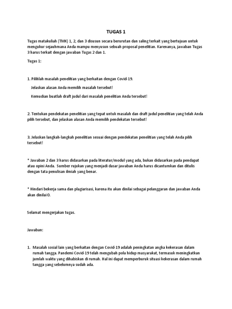 Jawaban Tugas 1 Metode Penelitian Sosial ISIP4216 | PDF