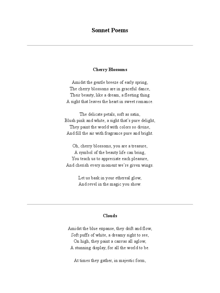 Sonnet Poems | PDF