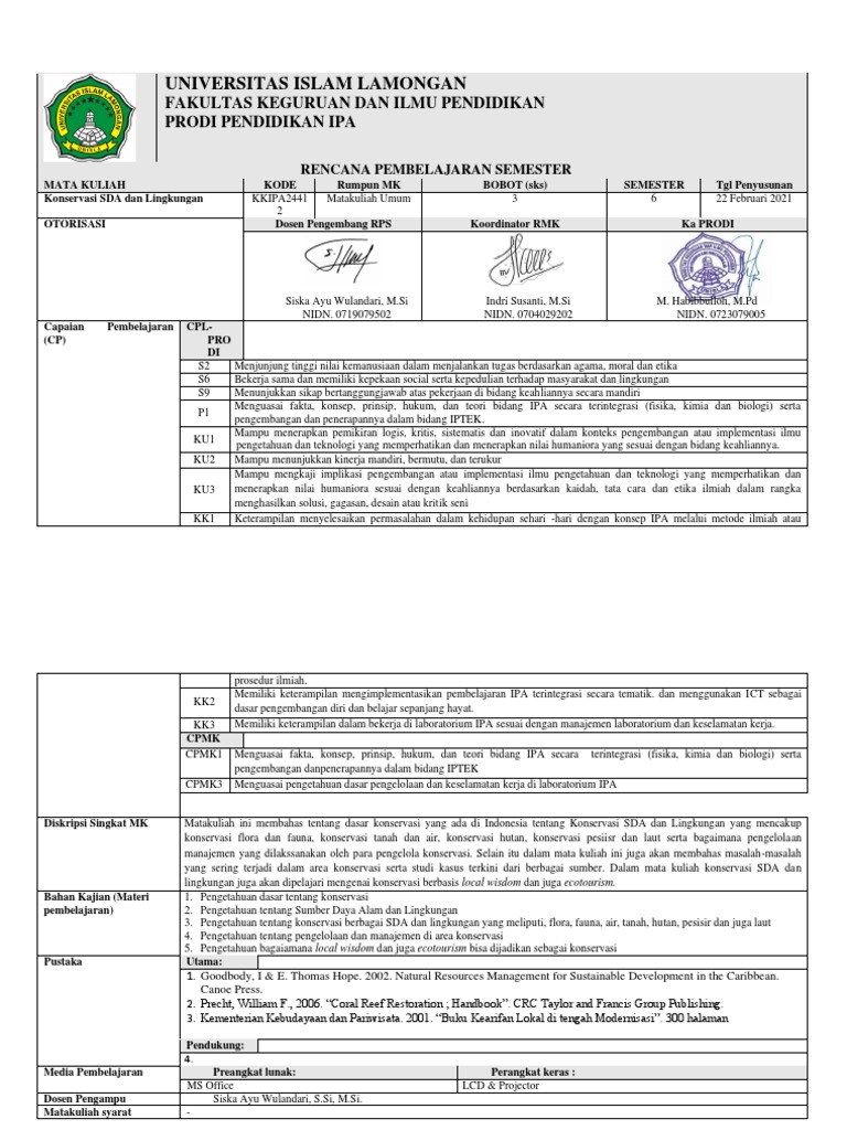 RPS Konservasi SDA Dan Lingkungan | PDF