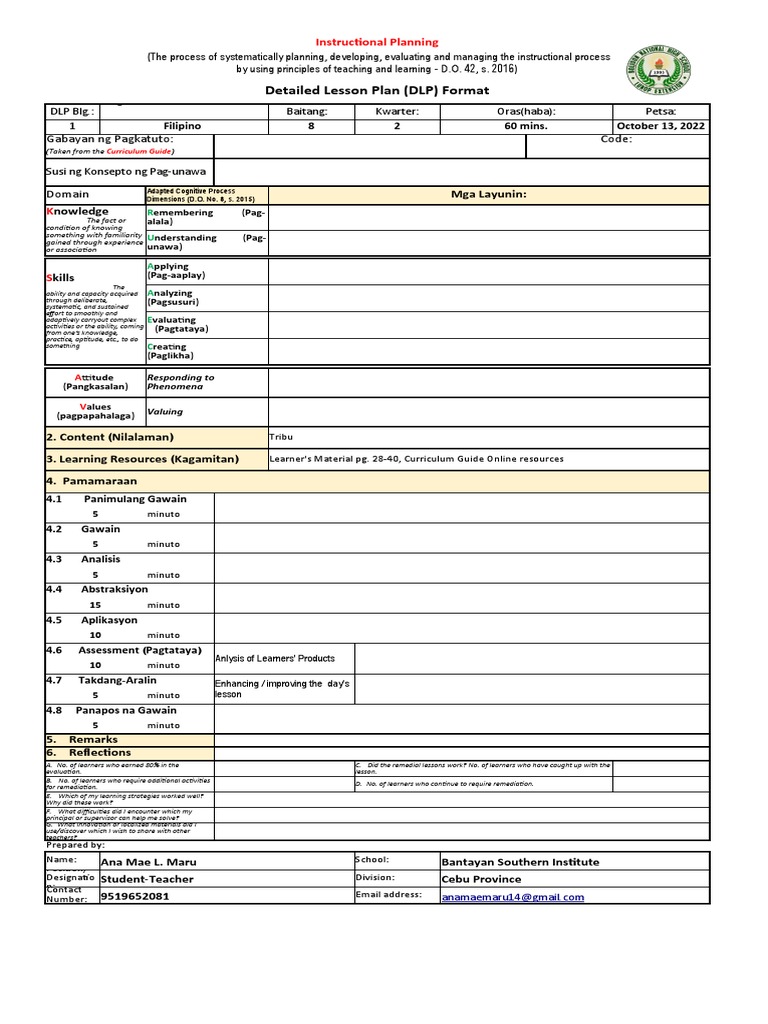 DLP Filipino | PDF | Learning | Curriculum