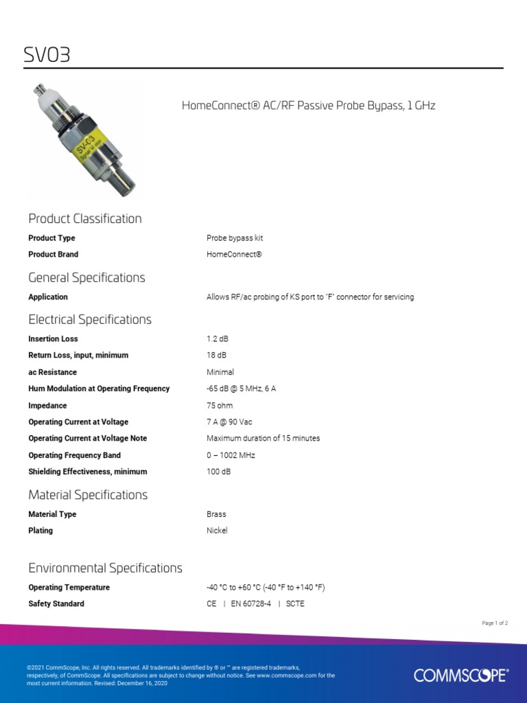 SV03 Product Specifications | PDF | Alternating Current | Decibel