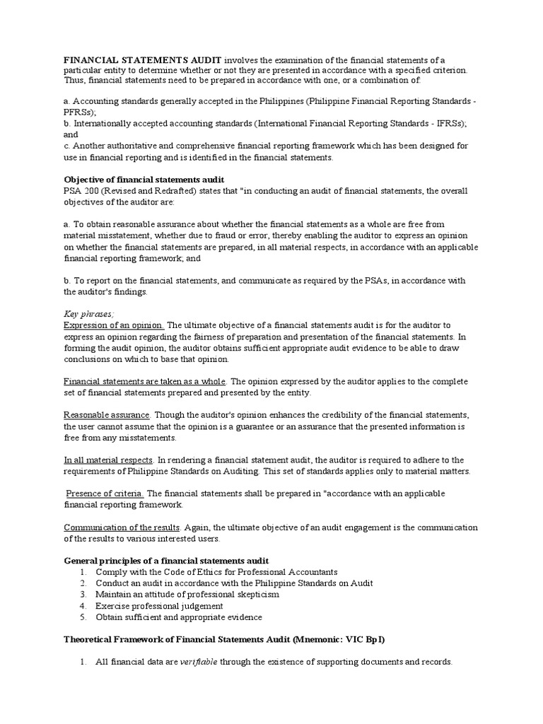 INTRODUCTION To The Framework On Financial Statements Audit | PDF ...
