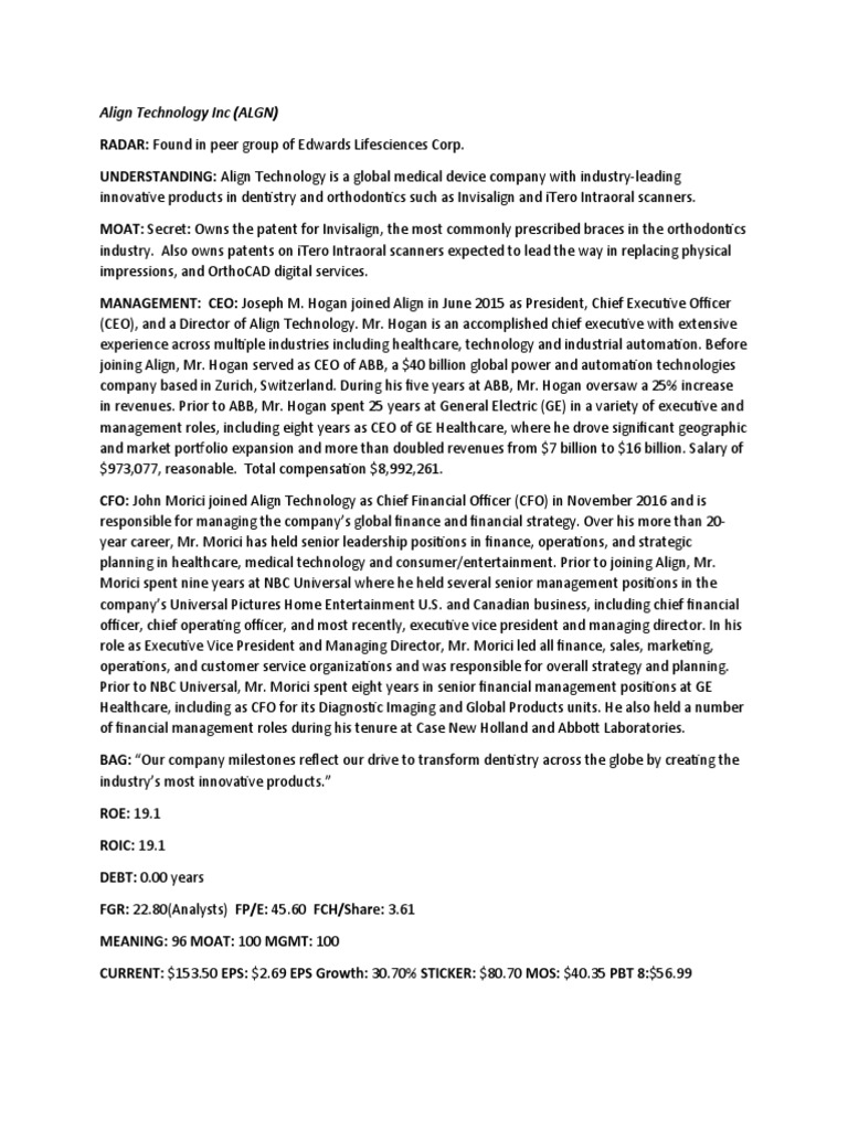 Align Technology Inc | PDF | Business | Economies Align Technology Inc | PDF | Business | Economies