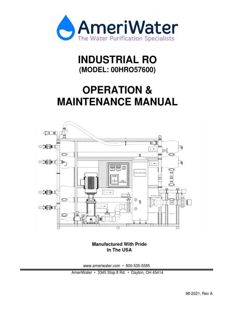 Industrial RO Operation Manual 00HRO57600 | PDF | Membrane | Pump