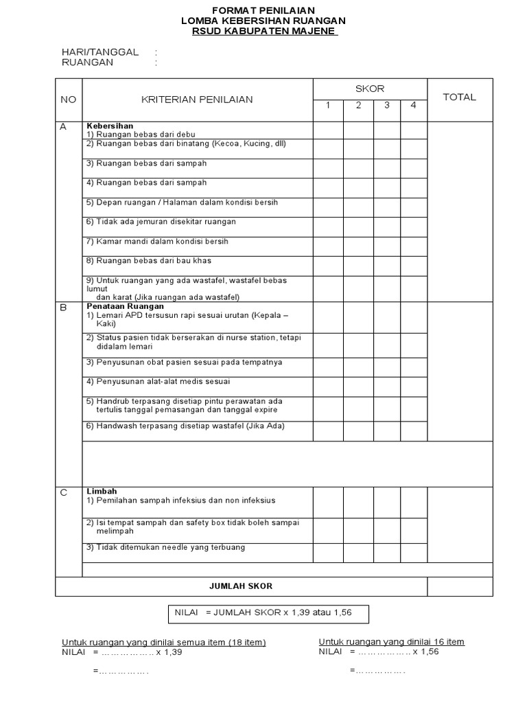 Format Penilaian Ruangan | PDF
