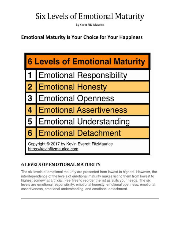 Six Levels of Emotional Maturity | PDF | Feeling | Philosophy Of Self