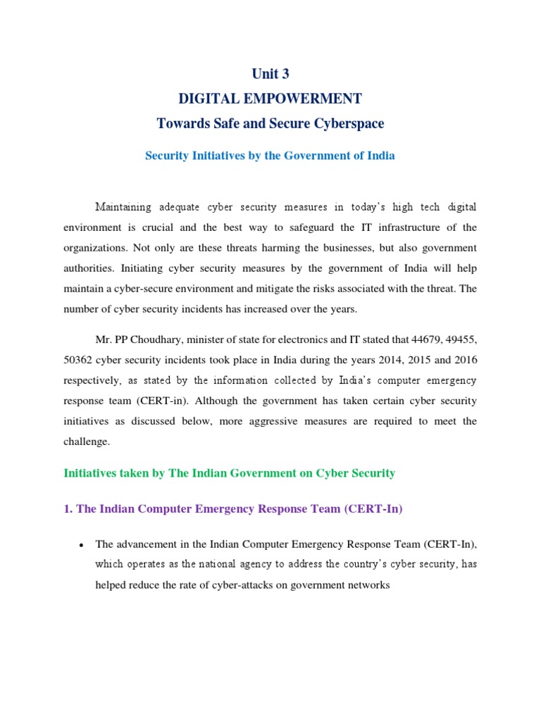 Security Initiatives by Govt of India | PDF | Computer Security | Security