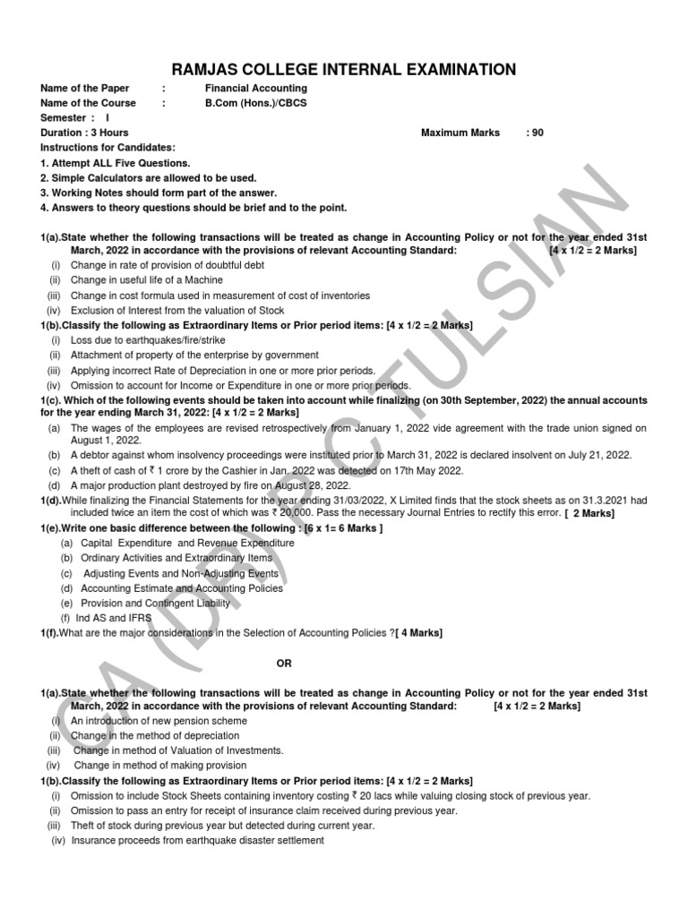 b Com 2023 Examination Paper | PDF | Debits And Credits | Expense