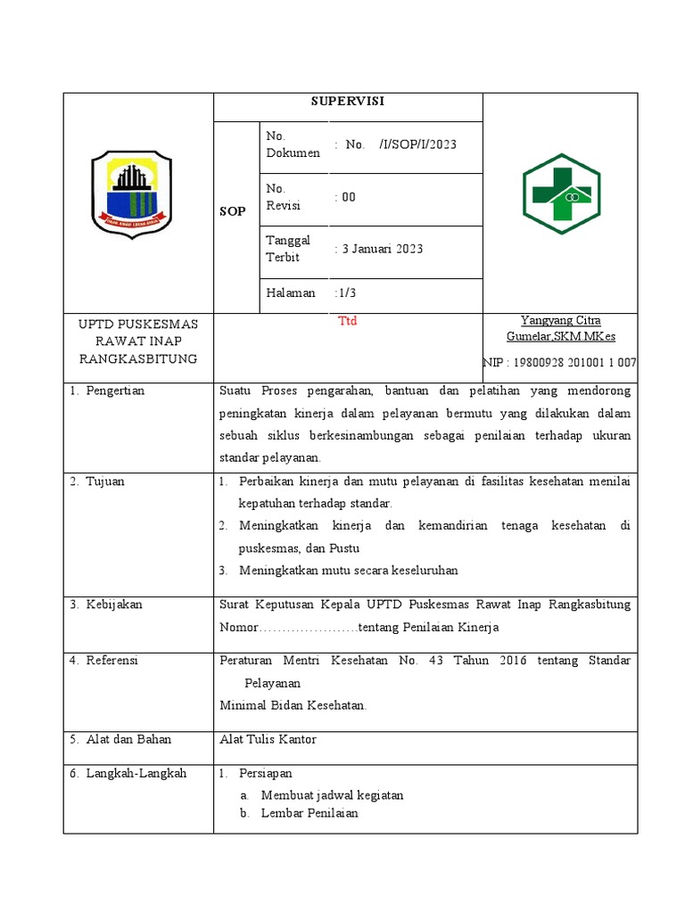 Sop Supervisi | PDF