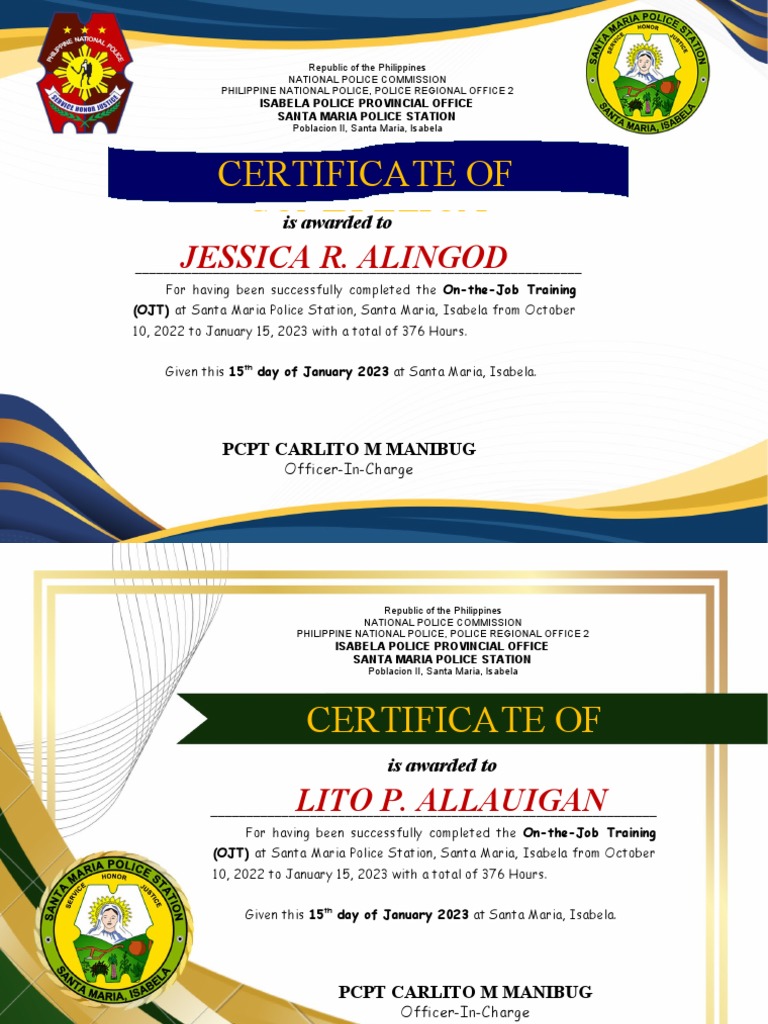 Certificate Ojt Final | PDF | Cognition | Psychological Schools