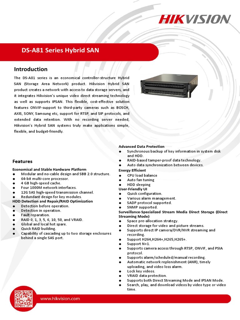Hikvision DS-A81 Hybrid SAN Overview | PDF | Streaming Media | Hard ...