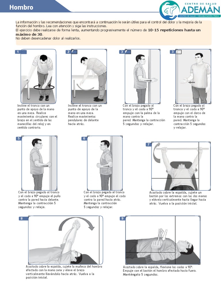 Ejercicios Hombro | PDF | Codo | Hombro Ejercicios Hombro | PDF | Codo | Hombro