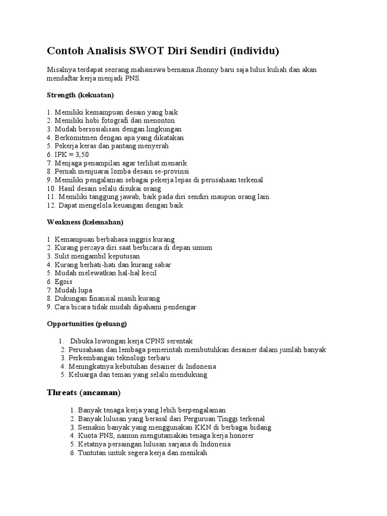 Contoh Analisis SWOT | PDF