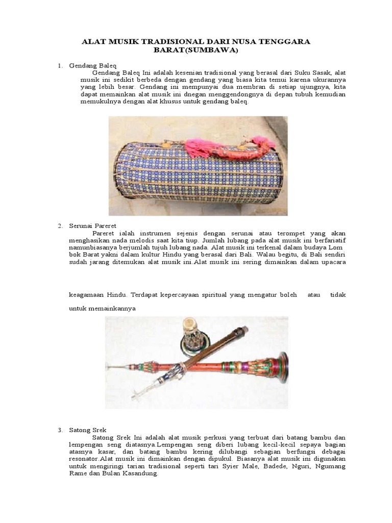 ALAT MUSIK TRADISIONAL Sumbawa | PDF