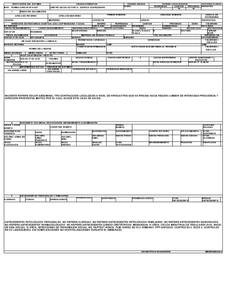 Formulario 008 | PDF | Parto | Reproducción humana