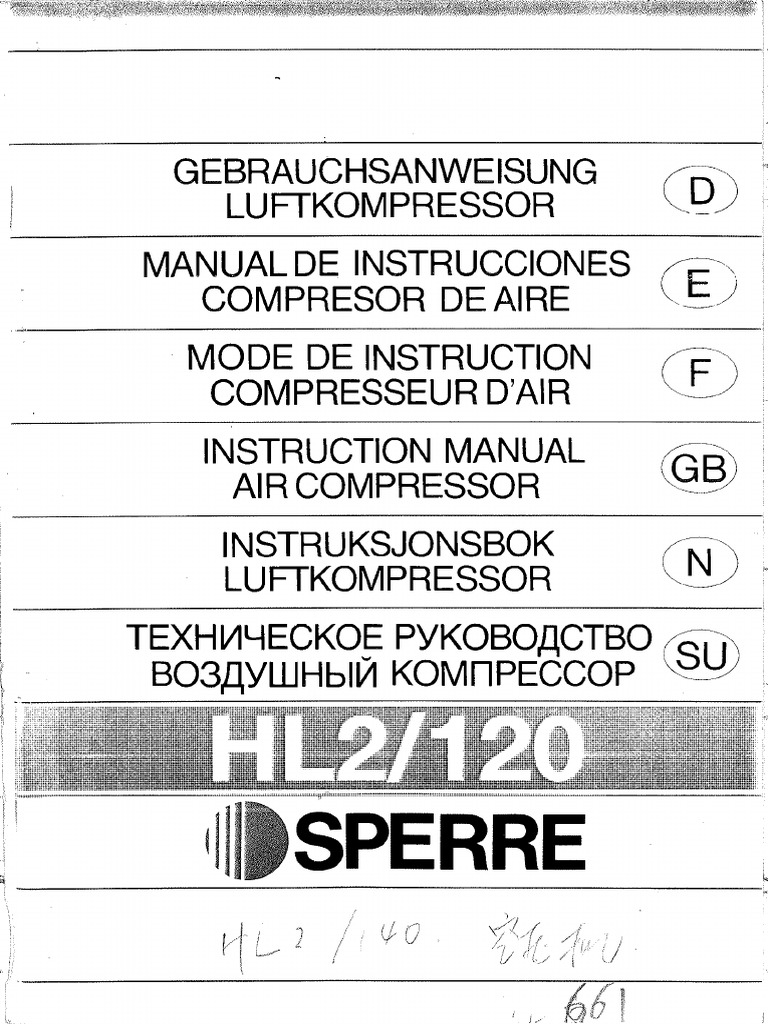 1：HL2 120空压机（607船为HL2 140，订购时请注明） | PDF | Ingeniería mecánica