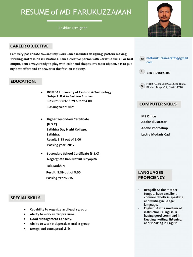 RESUME of MD FARUKUZZAMAN | PDF | Cognition
