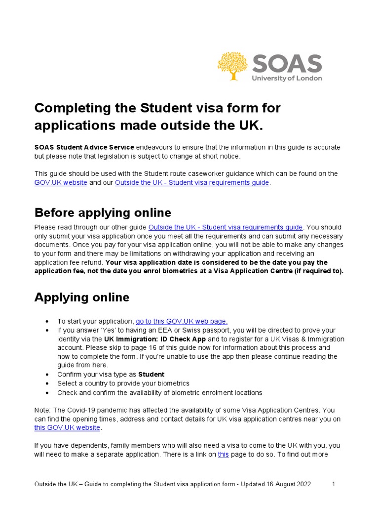 How To Complete The Student Visa Application Form | PDF | Travel Visa ...