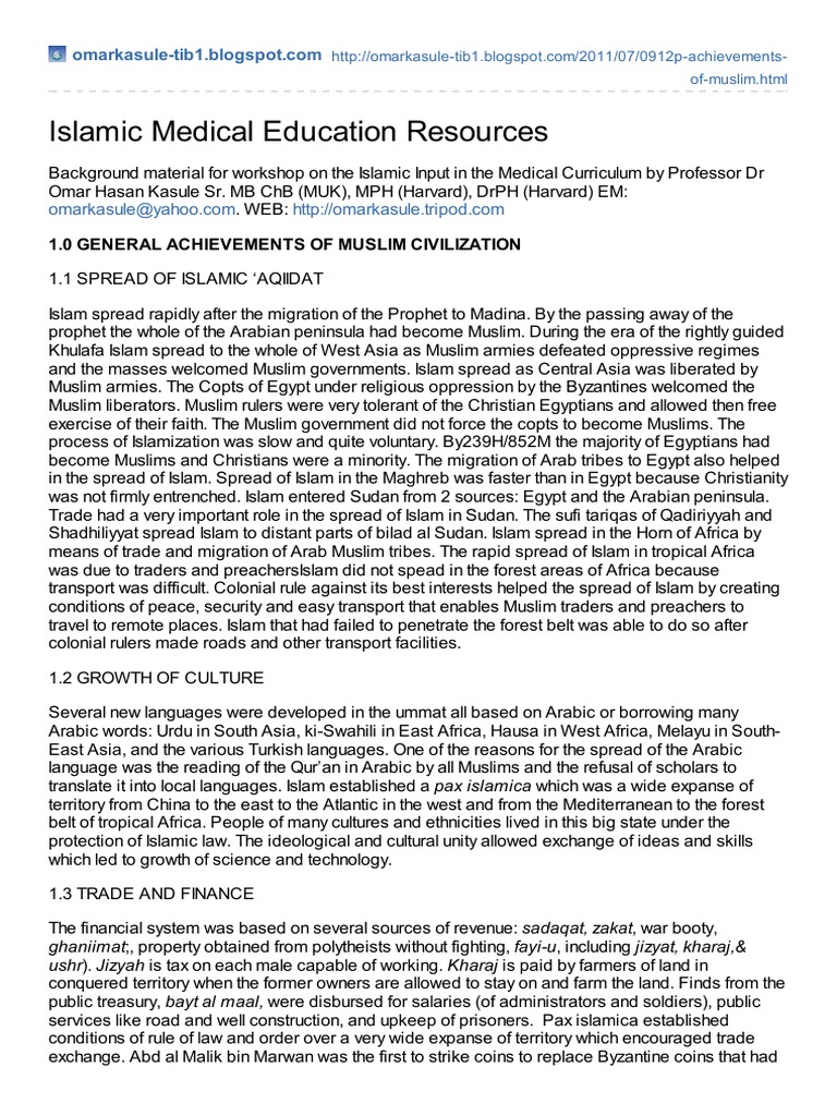 Achievements of Muslim Civilization | PDF | Medina | Al Andalus