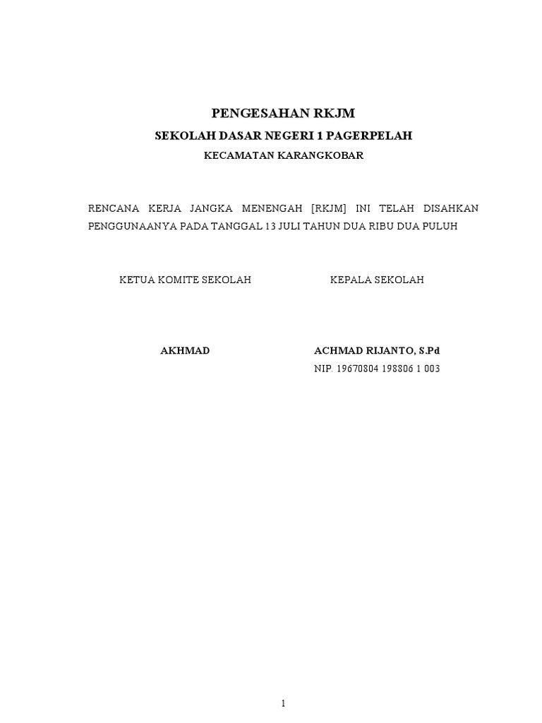 Bagian Depan RKJM | PDF