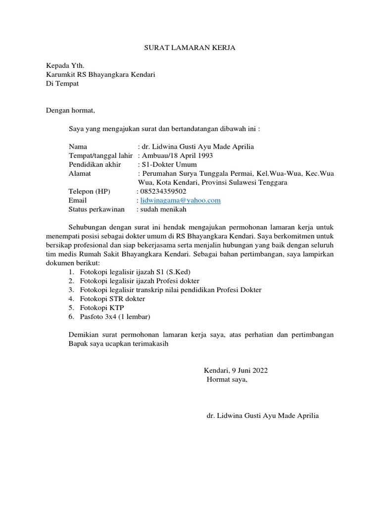 SURAT LAMARAN KERJA Fix | PDF