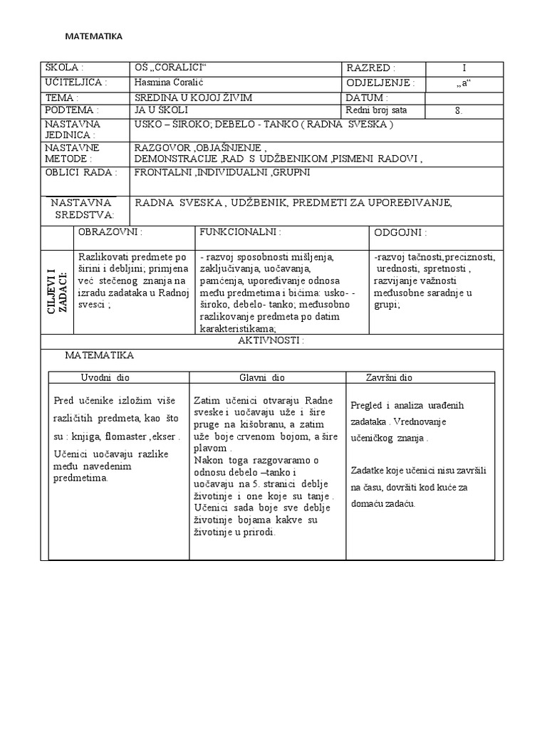 Usko - Široko, Debelo - Tanko - R.S. | PDF