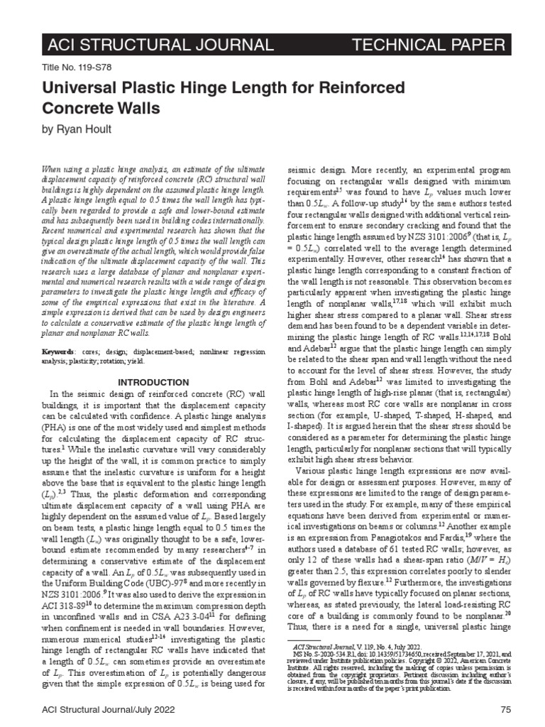 Universal Plastic Hinge Length | PDF | Strength Of Materials ...