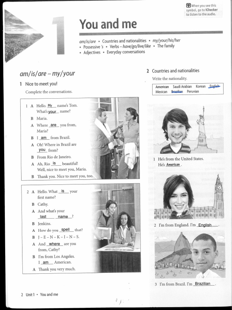 Headway 1 Unit 1 | PDF
