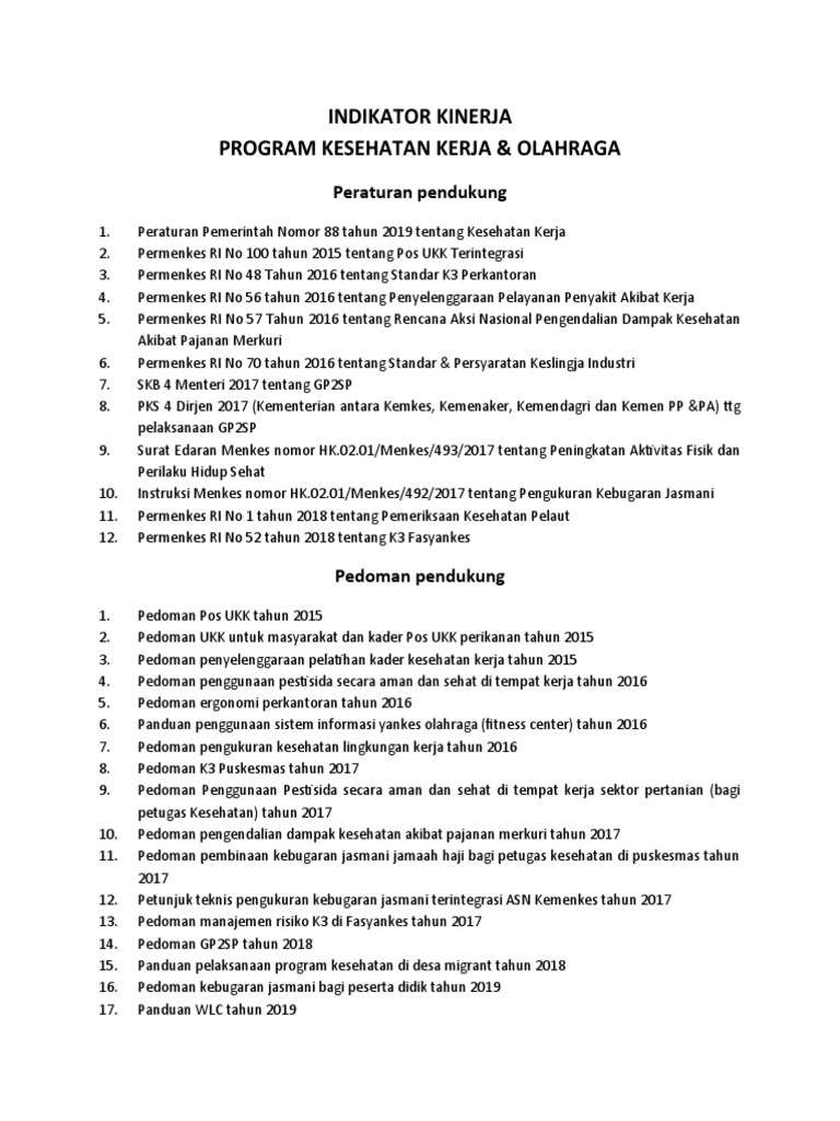 Indikator Kinerja Kesehatan Kerja | PDF | Sains & Matematika