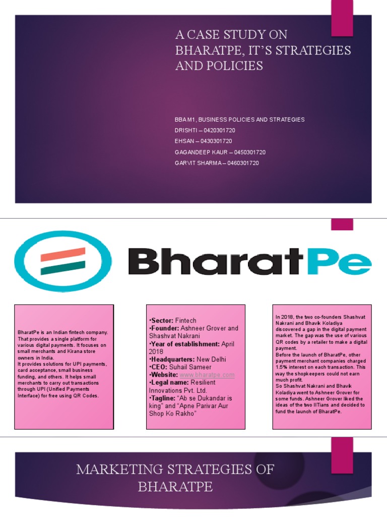 A Case Study On Bharatpe, It'S Strategies and Policies | Download Free PDF | Credit Card ...