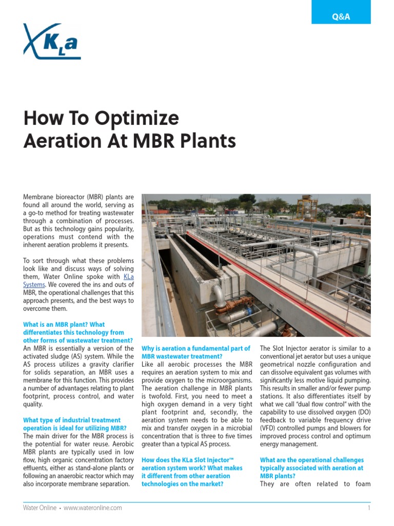 Kla Qa Optimize Aeration MBR Plants | PDF | Chemical Engineering | Environmental Technology