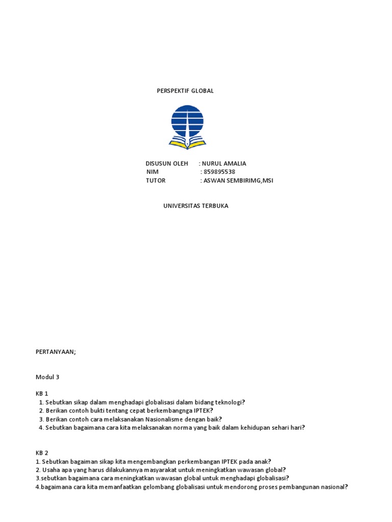 Pertanyaan Modul 3 Perspektif Global | PDF