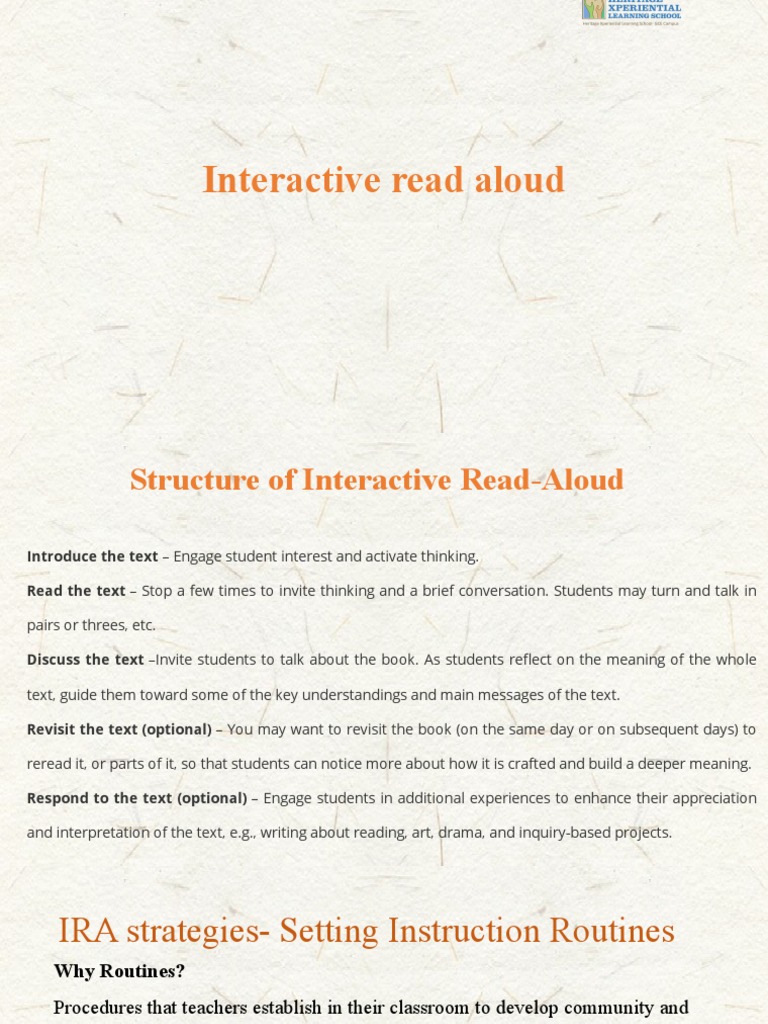 Interactive Read Aloud-Recap With Emphasis On Strategies | PDF ...
