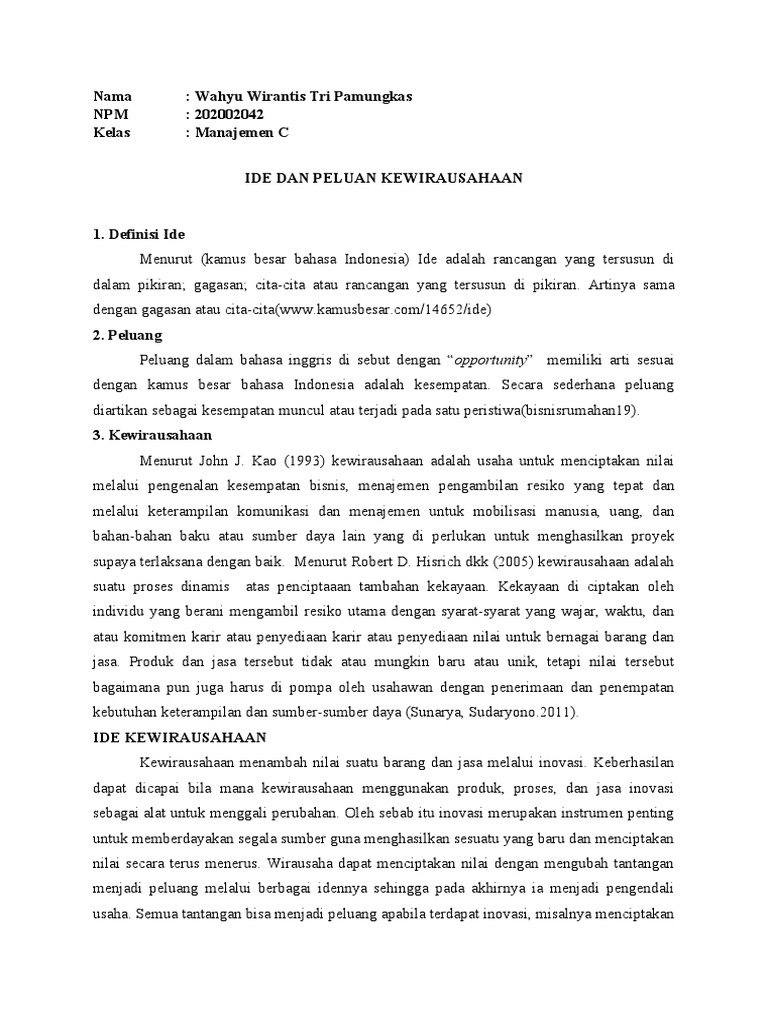 RMK 5 Ide Dan Peluang Kewirausahaan - Wahyu Wirantis | PDF | Bisnis | Seni