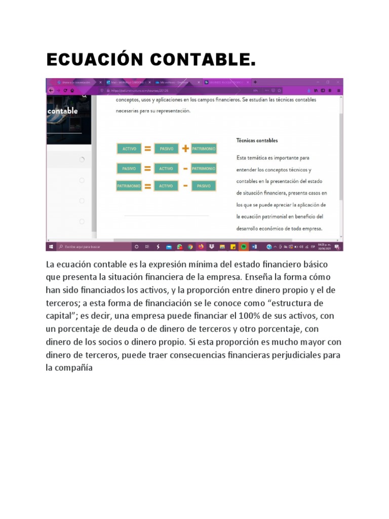 Ecuación Contable | PDF | Contabilidad | Bienes (Ley)